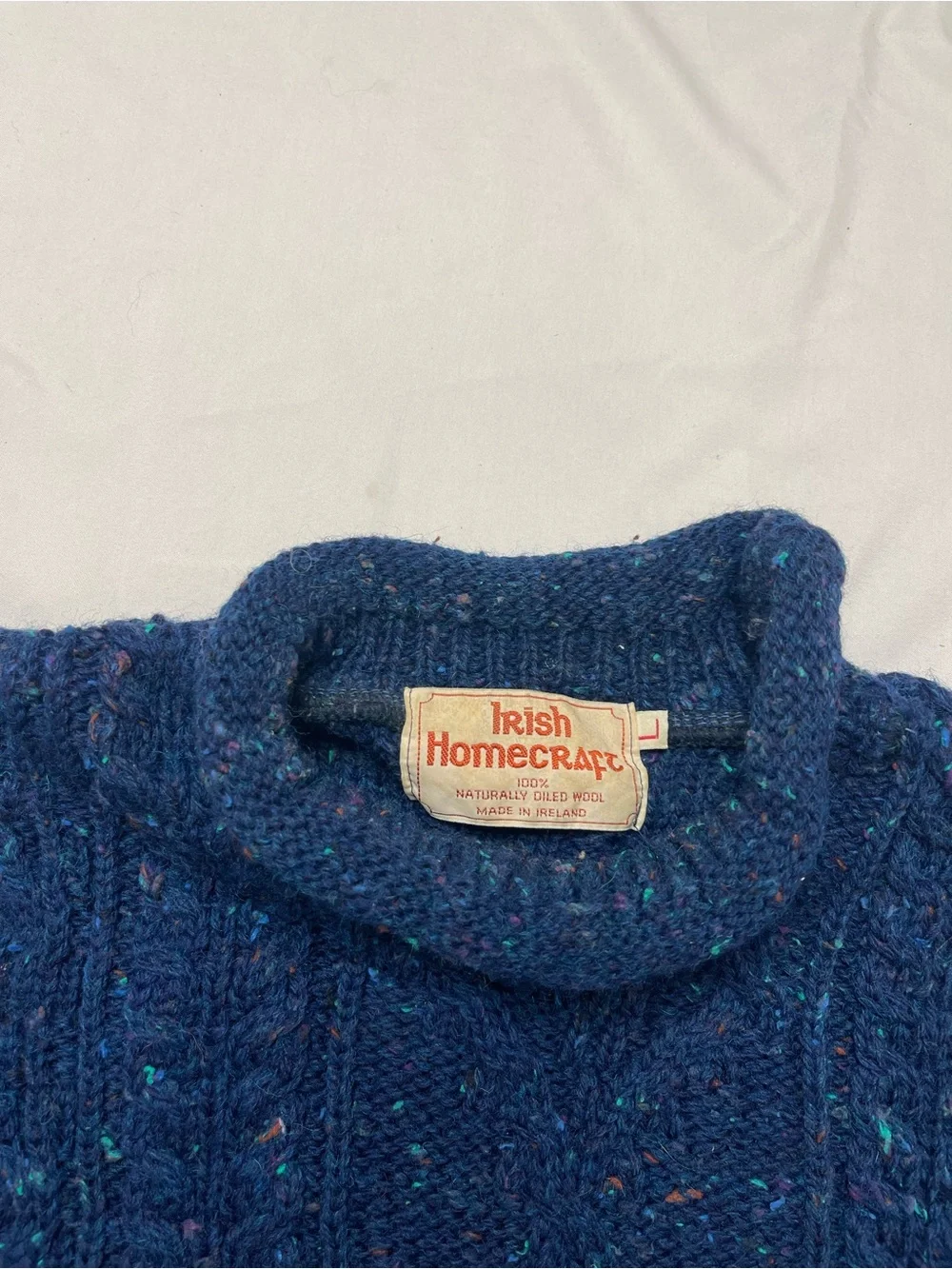 Vintage | Sweaters | Vintage Irish Homecraft 0 Wool Blue Rollneck Cable ...